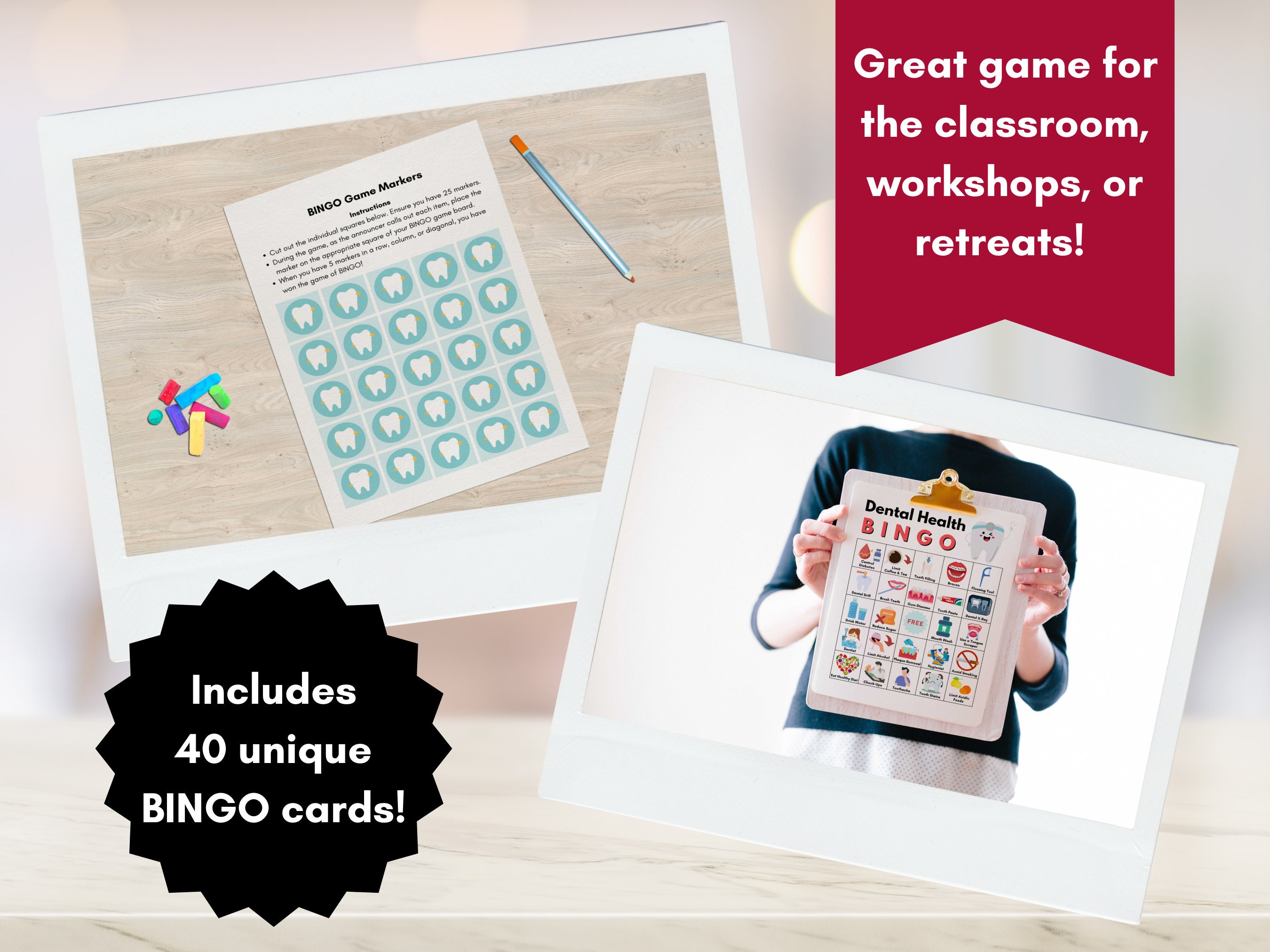 Dental BINGO Game, Oral Hygiene Bingo, Health Games, Patient Education ...