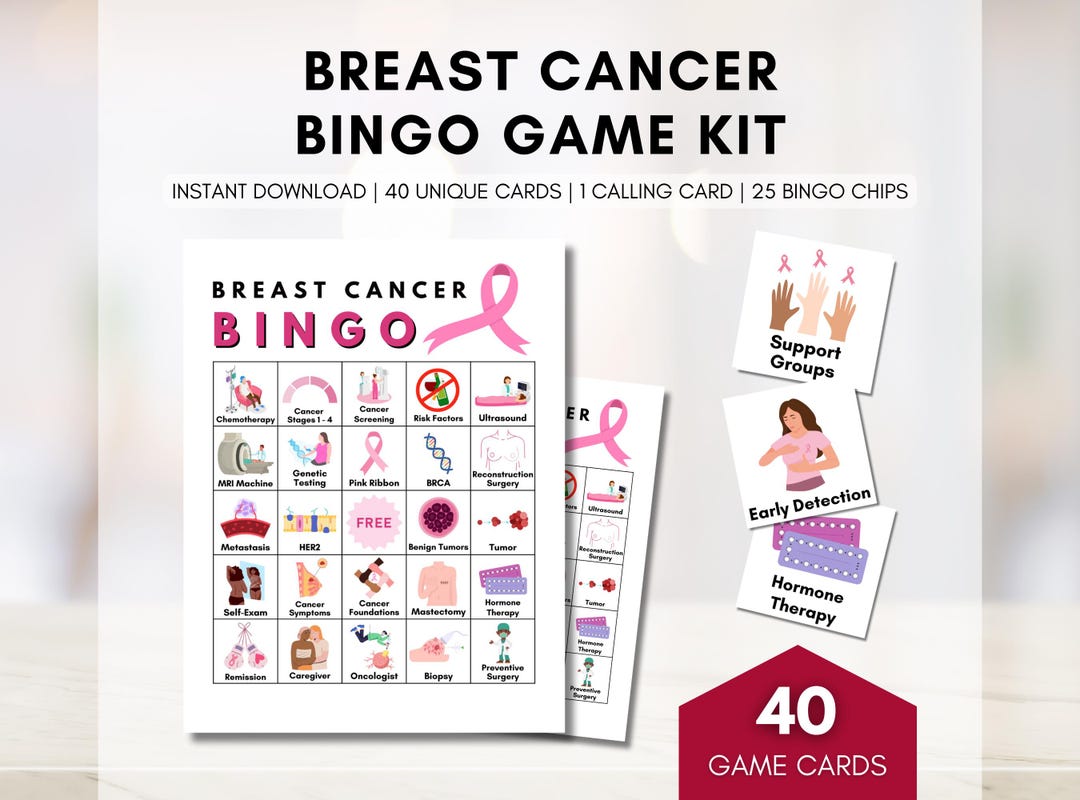 Breast Cancer BINGO Game, Health Bingo, Fundraiser Games, Patient ...