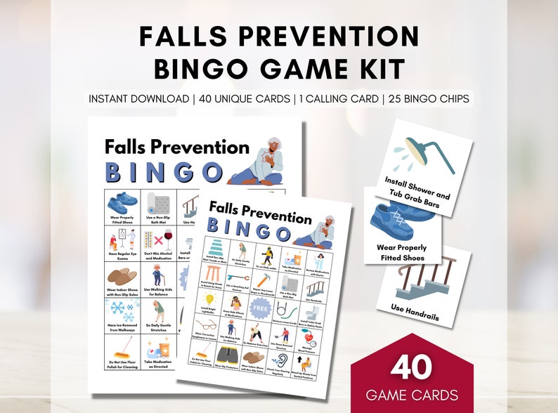 Falls Prevention BINGO Game Falls Injury Prevention Strategy - Etsy Canada