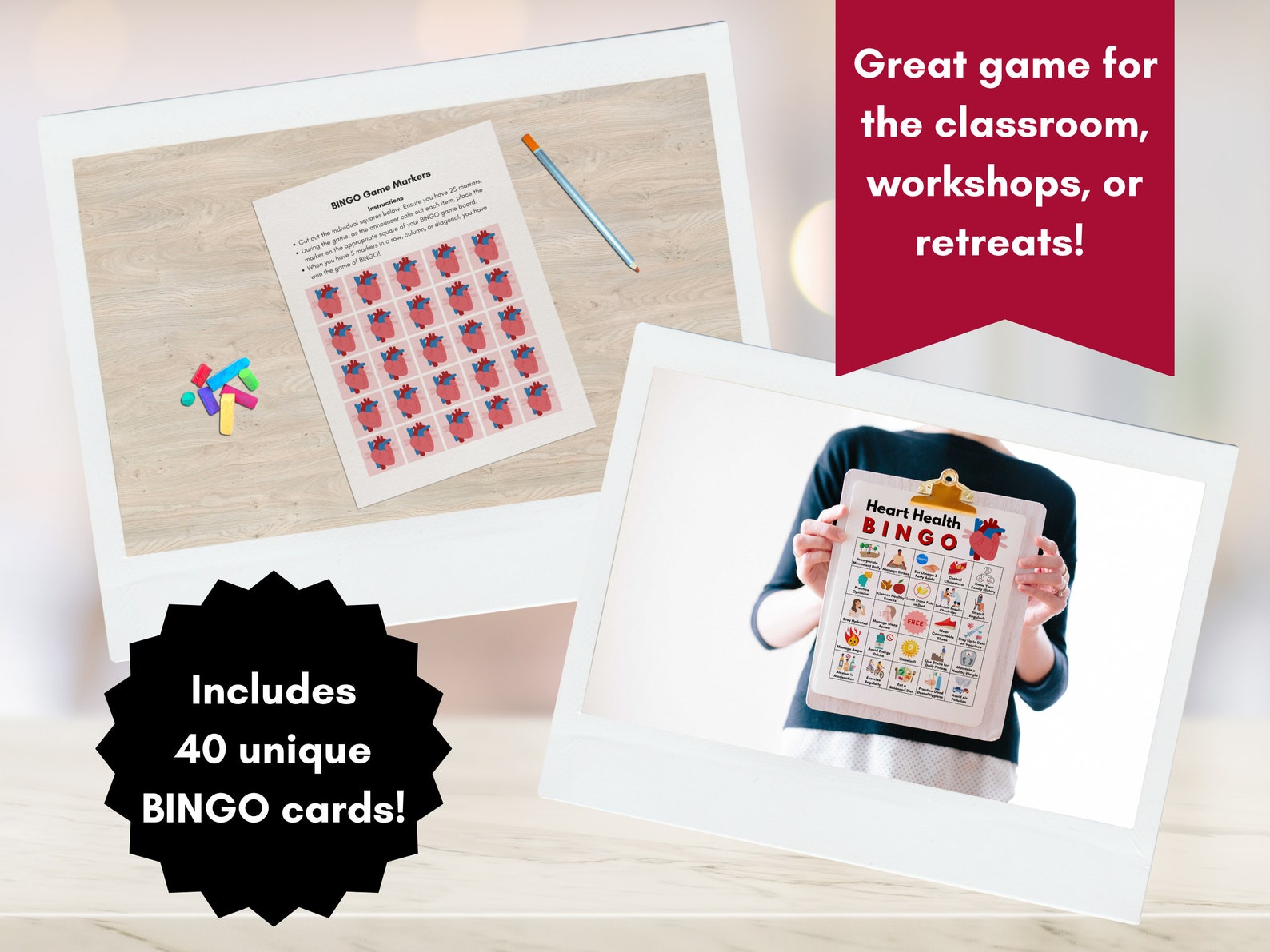 Heart Health BINGO Game, Cardiac Bingo, Health Games, Heart Disease ...