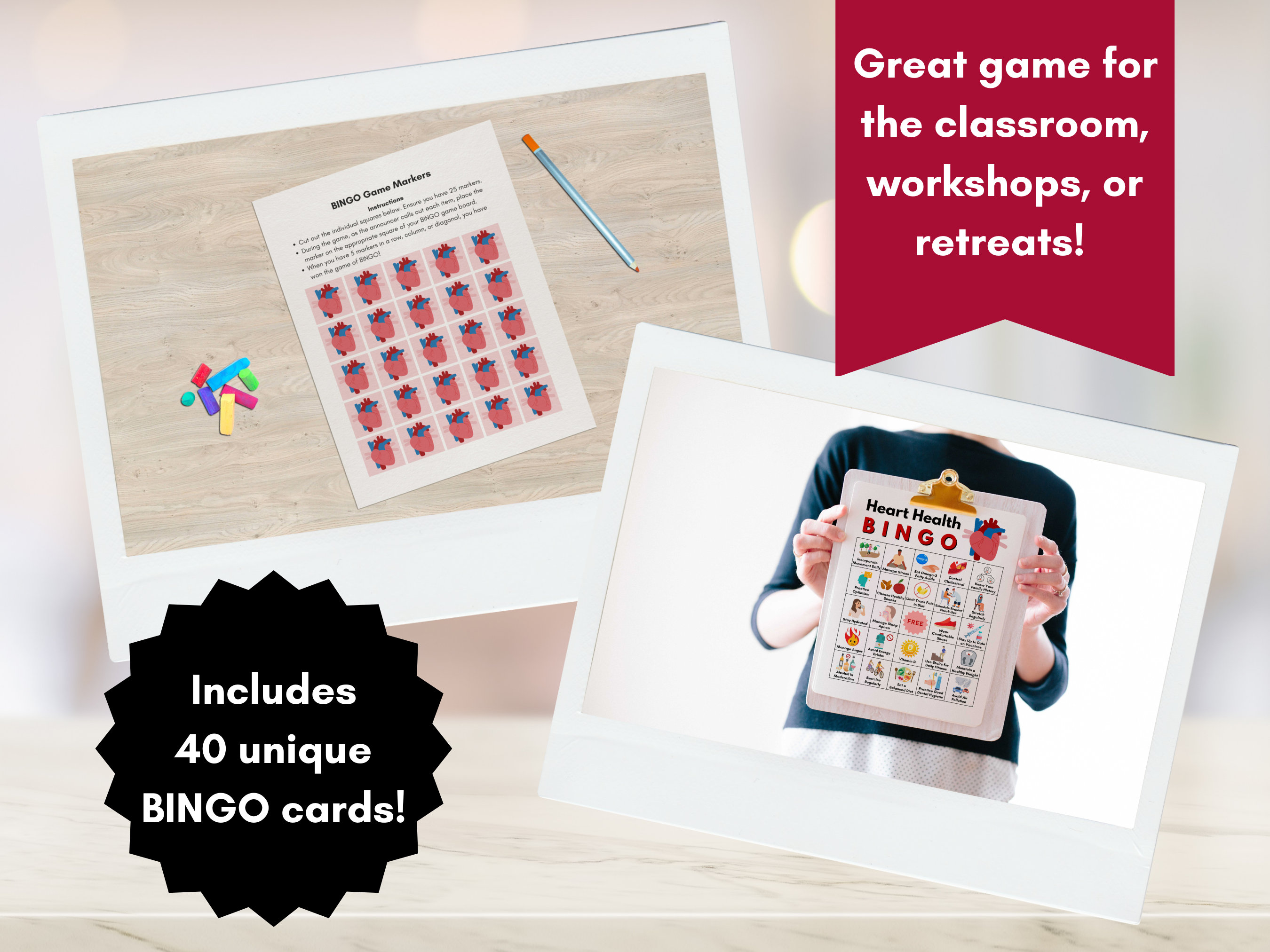 Heart Health BINGO Game, Cardiac Bingo, Health Games, Heart Disease Prevention, Patient ...