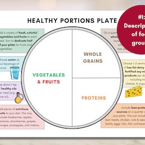 Healthy Portions Plate, Visual Nutrition Eating Guide, Food Portion ...