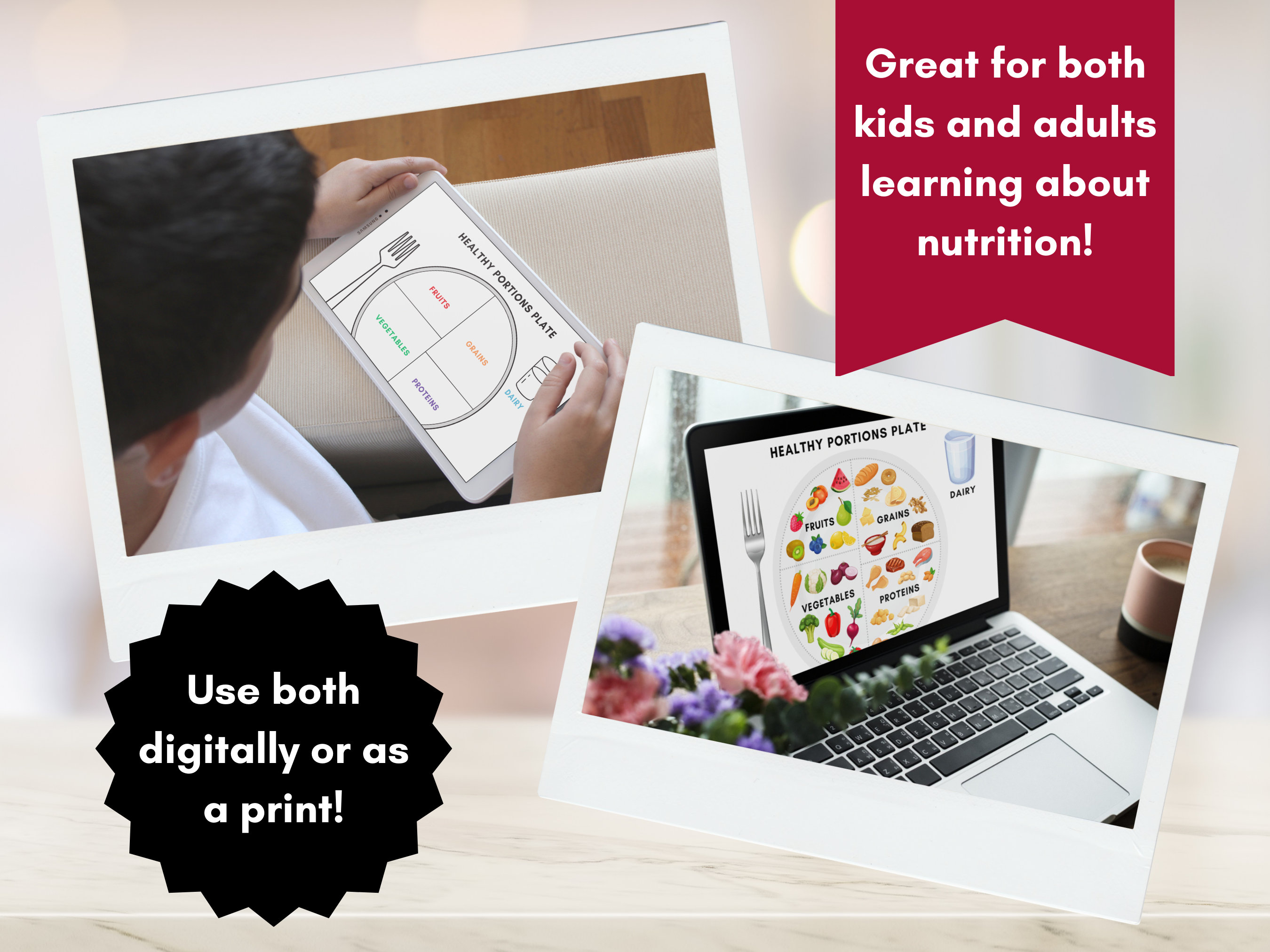 Nutrition Plate, Healthy Portions Plate, Visual Eating Guide, Learning ...