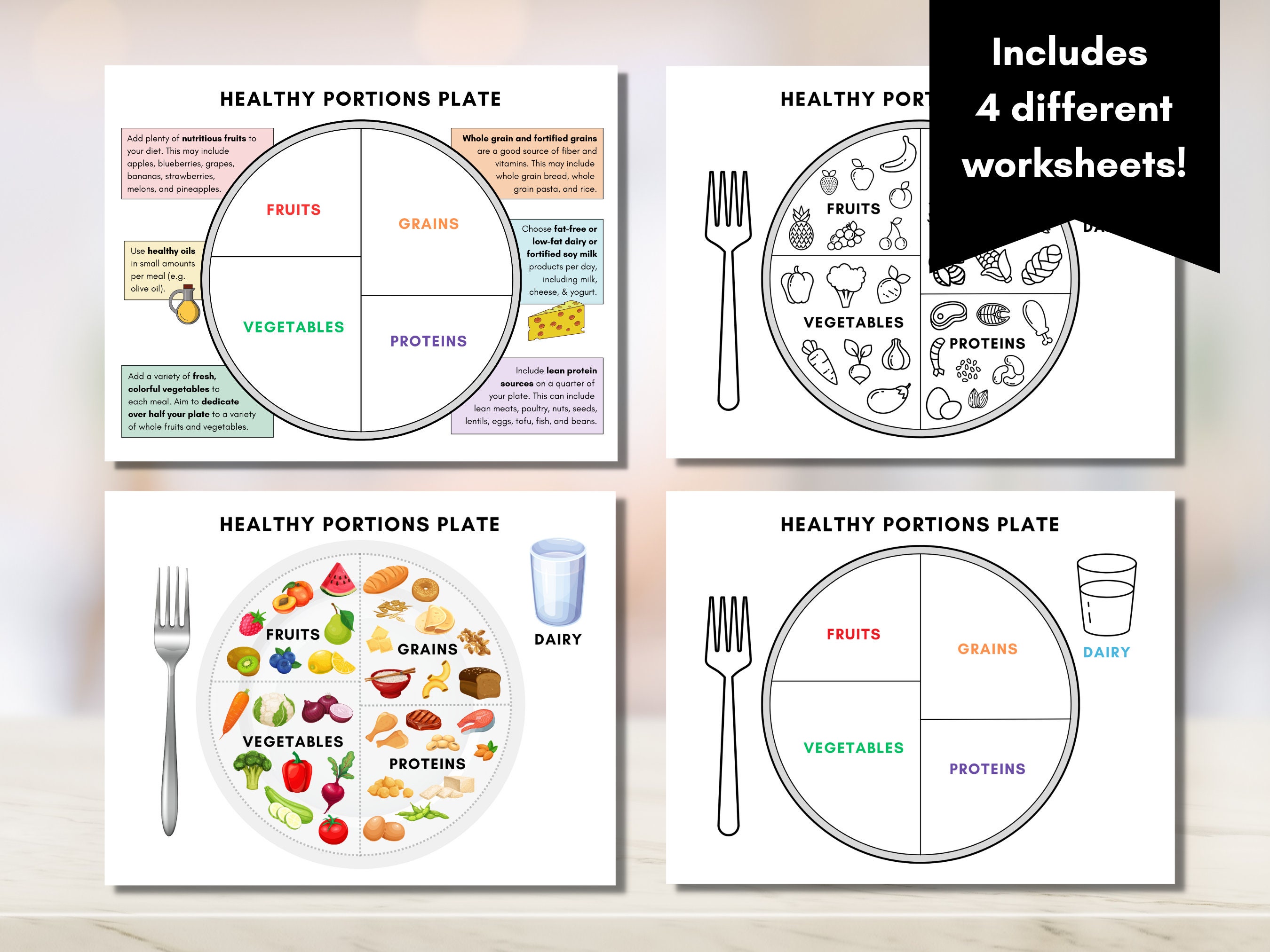 Nutrition Plate, Healthy Portions Plate, Visual Eating Guide, Learning ...