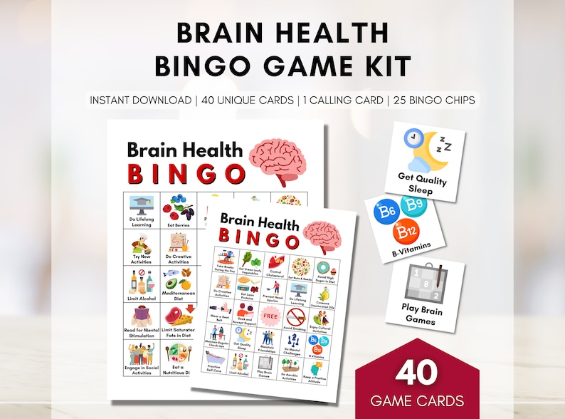 Brain Health BINGO Game, Mental Health Bingo, Mental Fitness Game ...