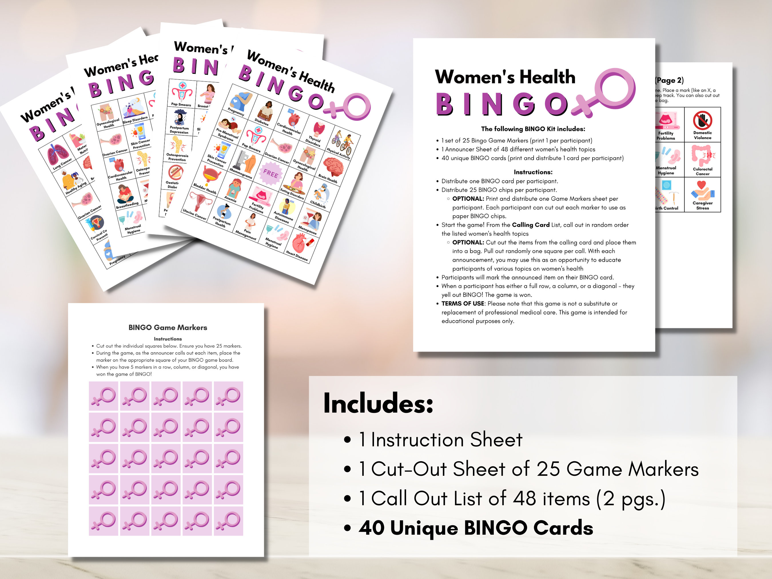 Women's Health BINGO Game, Nursing Bingo, Patient Education, Workshop ...