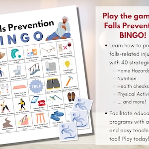 Falls Prevention BINGO Game, Falls Injury Prevention Strategy, Seniors ...