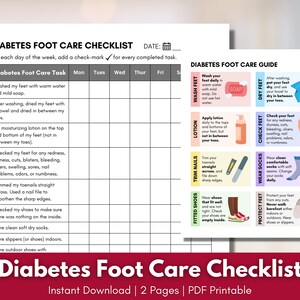 Diabetes Foot Care Checklist Diabetic Foot Care Guide Feet - Etsy