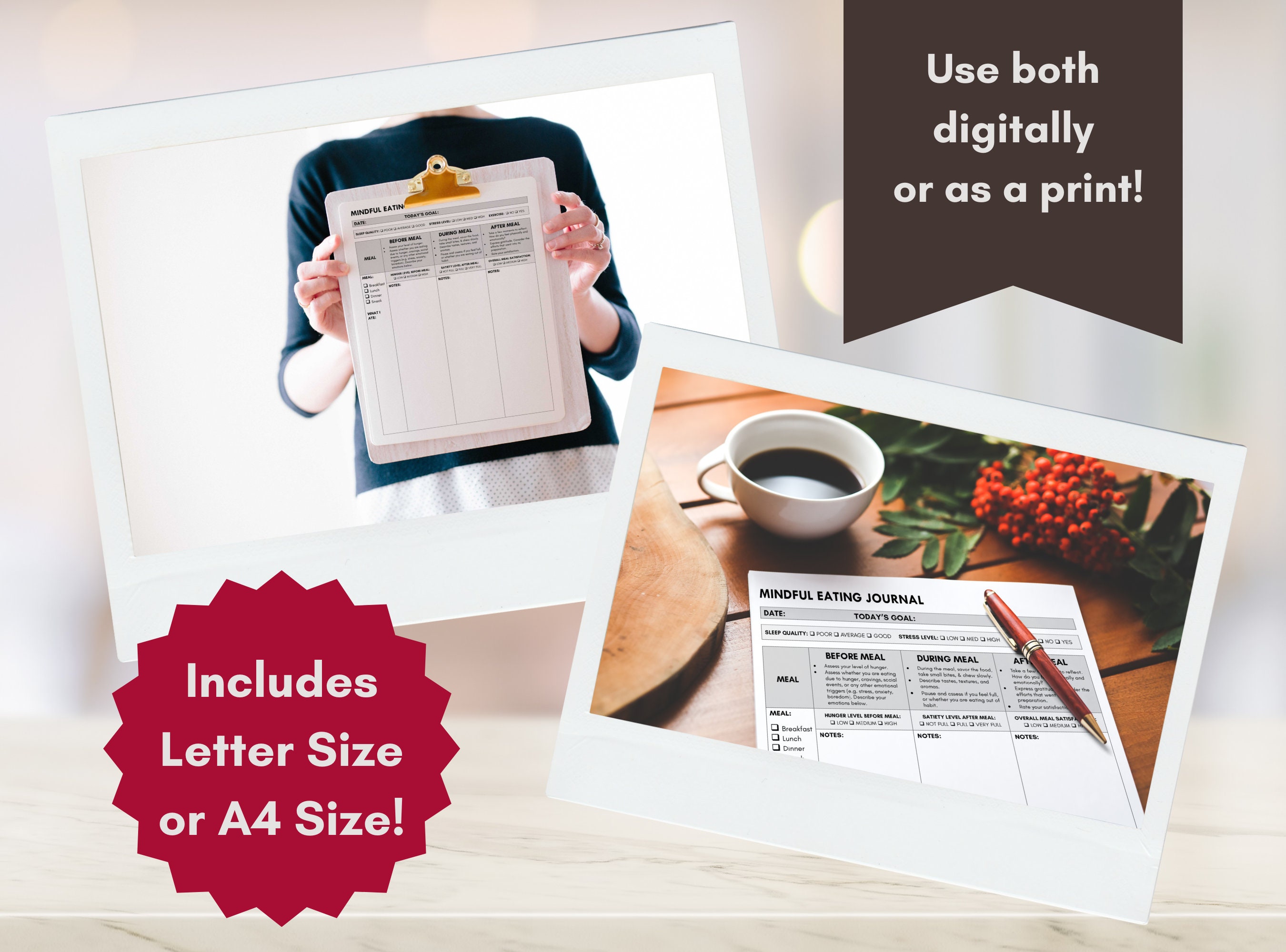 Mindful Eating Journal, Mindfulness Diet Tracker, Mindful Eating ...