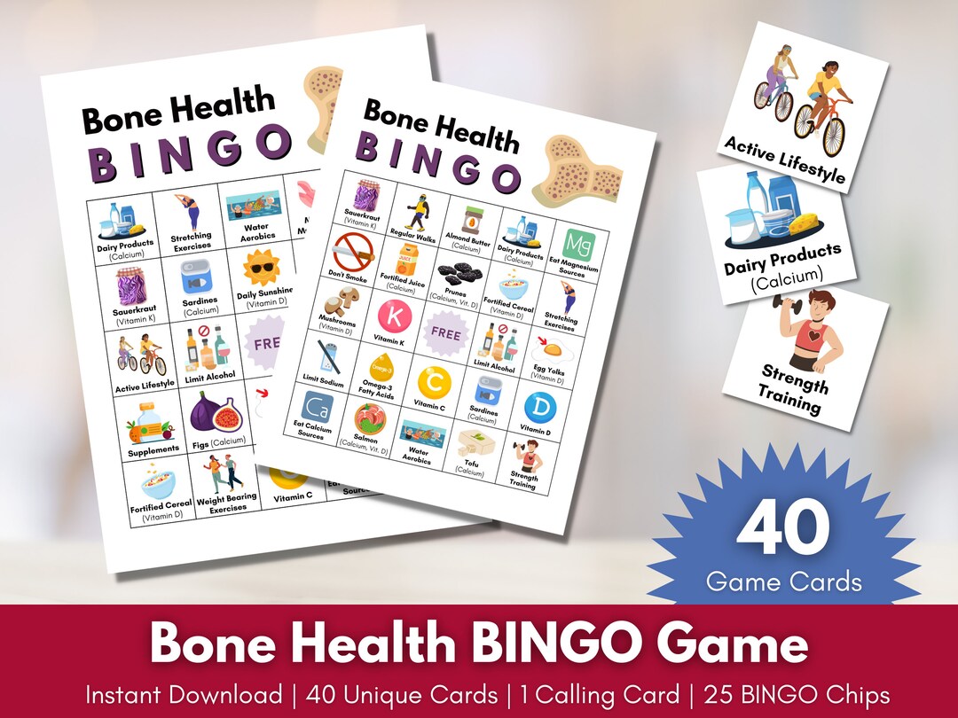Bone Health BINGO Game Kit Patient Education 40 Game Cards - Etsy