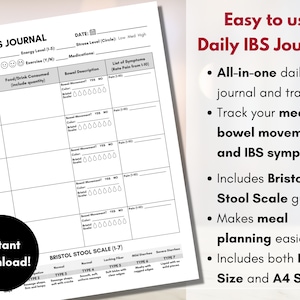 IBS Food Journal, Daily IBS Symptom Diary, Irritable Bowel Syndrome ...