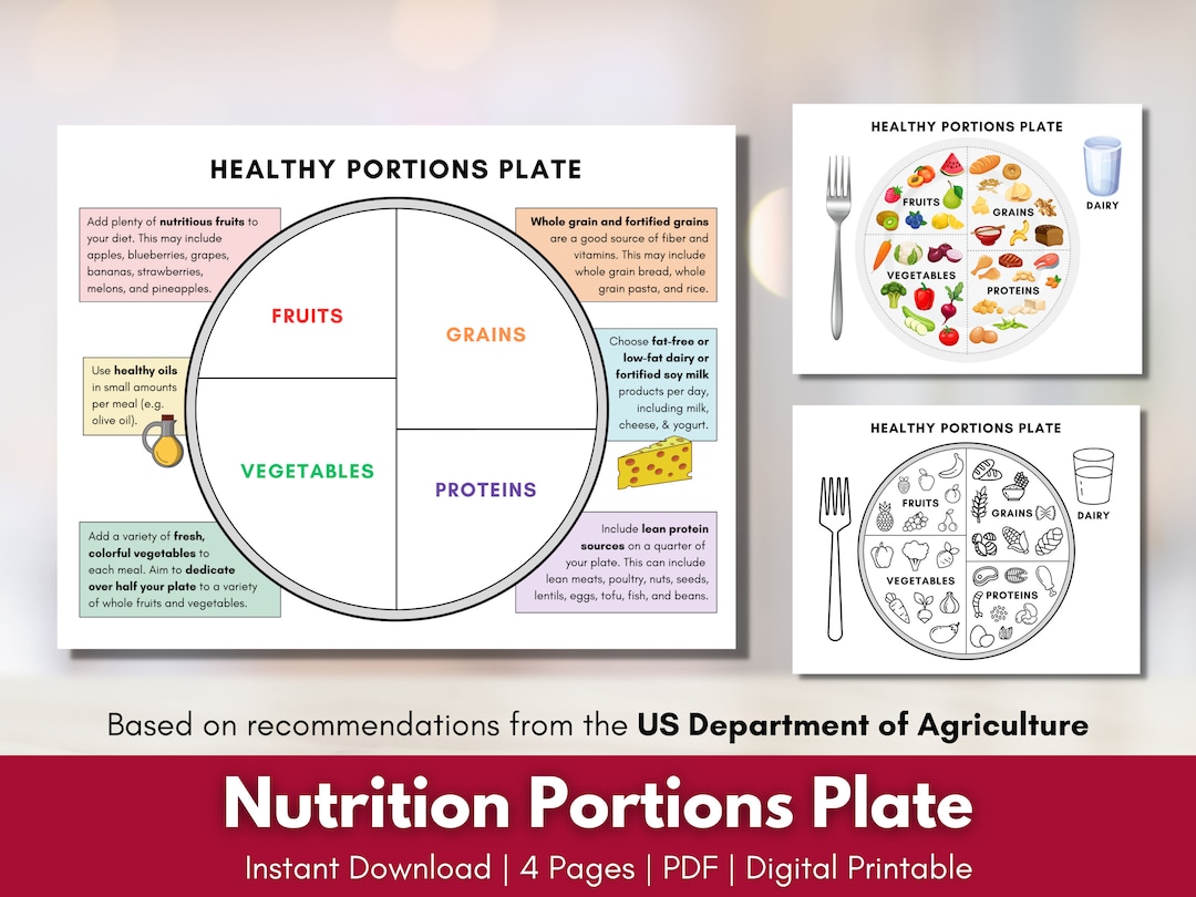 Nutrition Plate Healthy Portions Plate Visual Eating Guide - Etsy