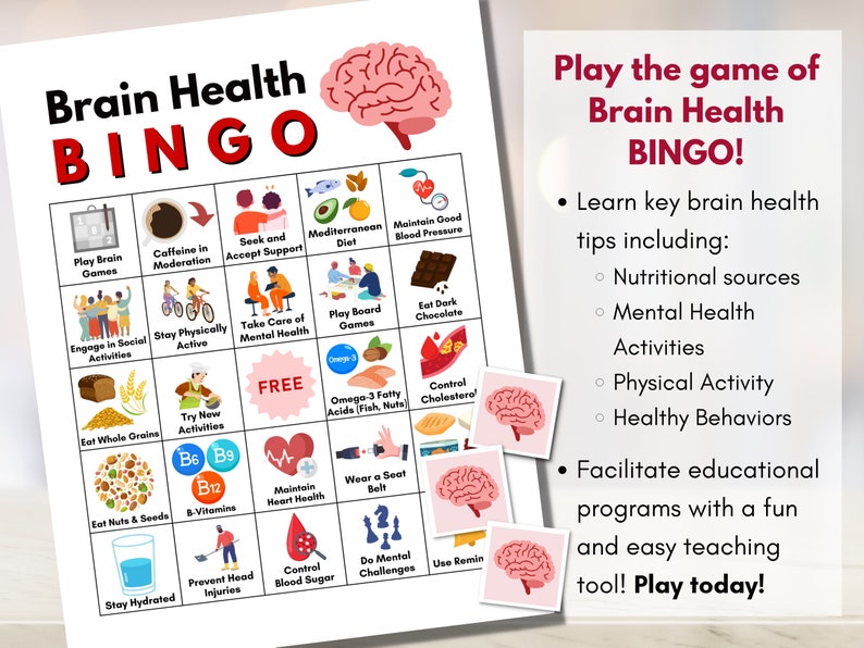 Brain Health BINGO Game, Mental Health Bingo, Mental Fitness Game ...