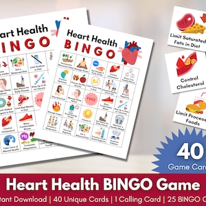 Heart Health BINGO Game Cardiac Bingo Health Games Heart - Etsy