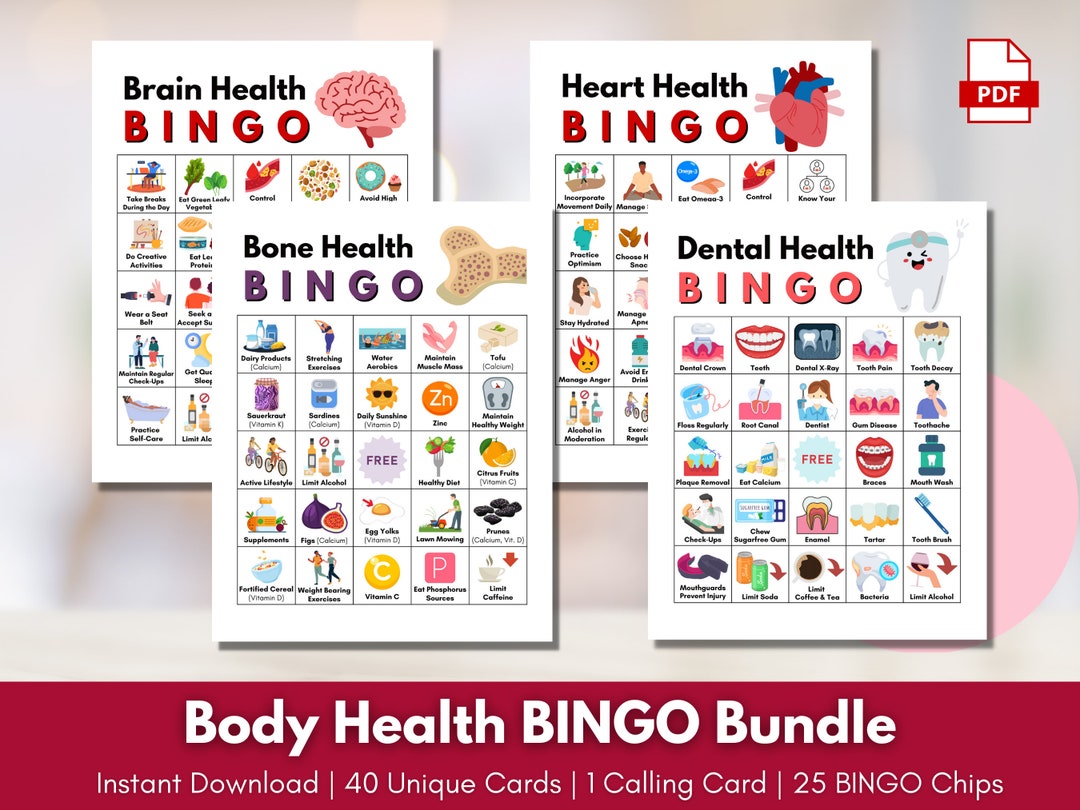 Health BINGO Game Bundle Includes 4 Games: Brain Health - Etsy