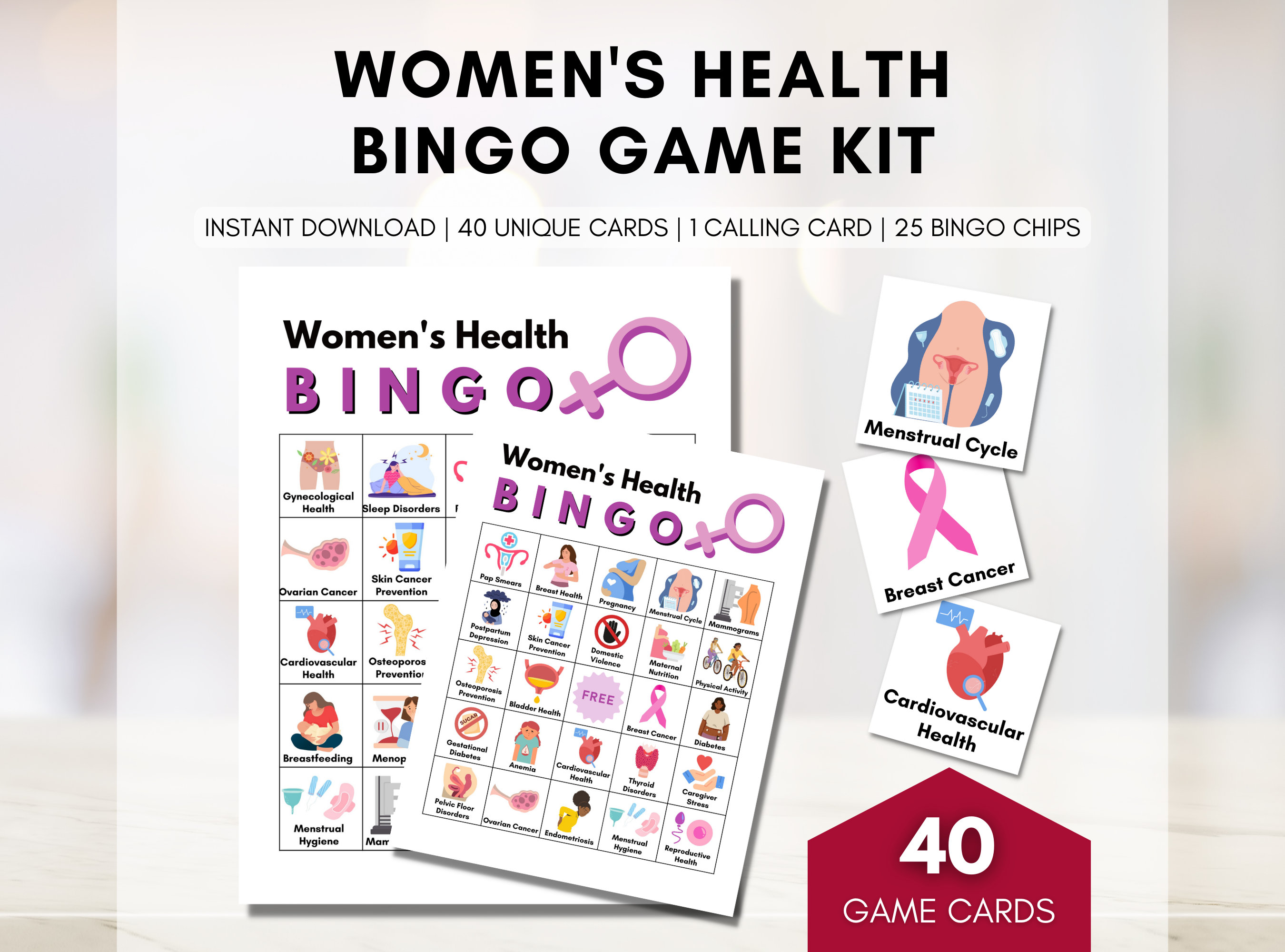 Women's Health BINGO Game, Nursing Bingo, Patient Education, Workshop ...