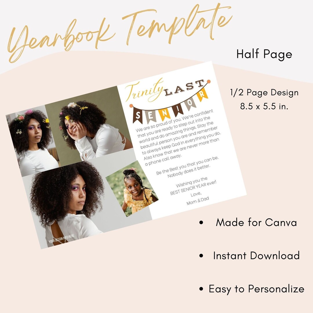 Senior Yearbook Ad Template - Boho Theme / Full Page - Personalize in ...
