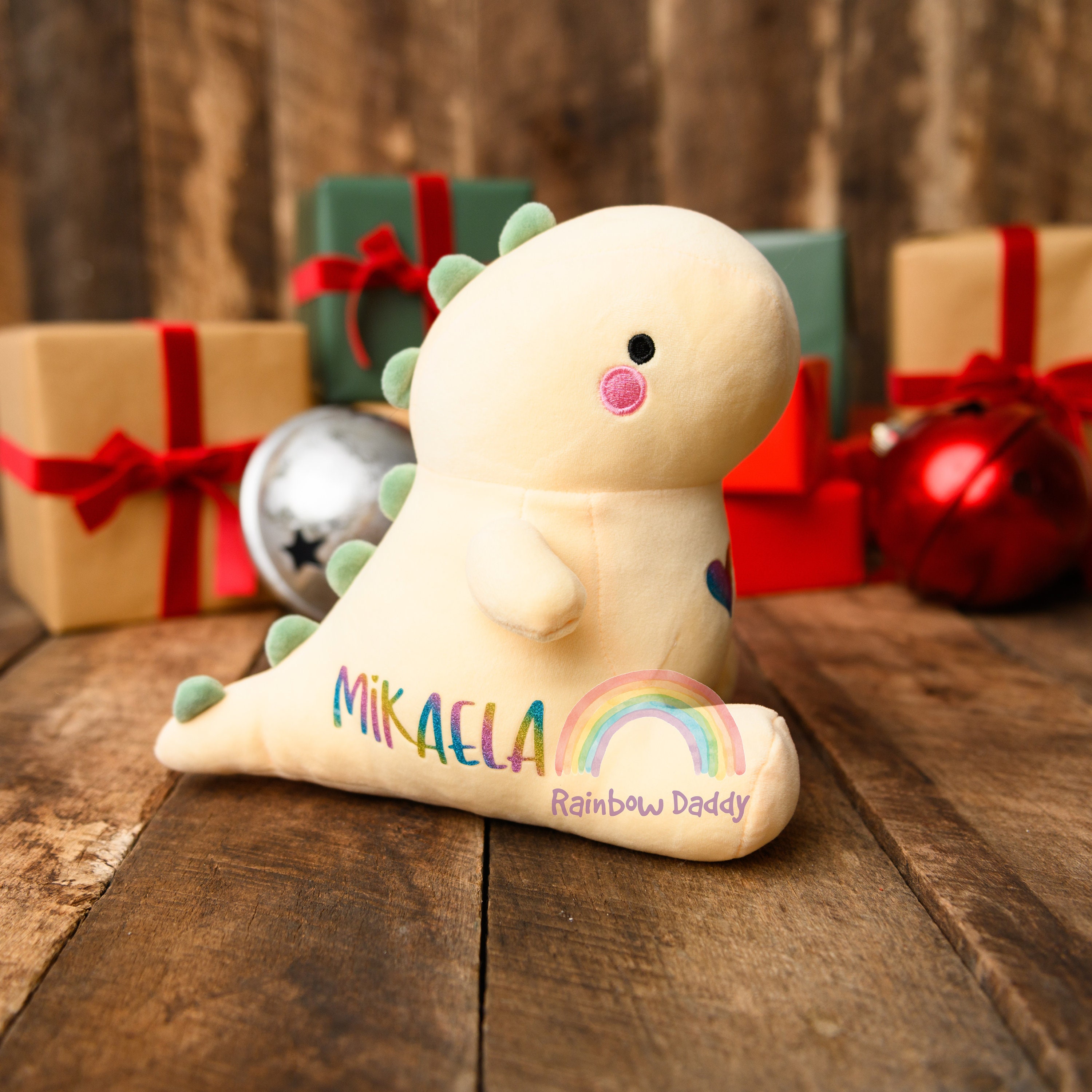 Yellow Personalized Dinosaur Plush With Bonus Gift, Dinosaur Stuffed ...