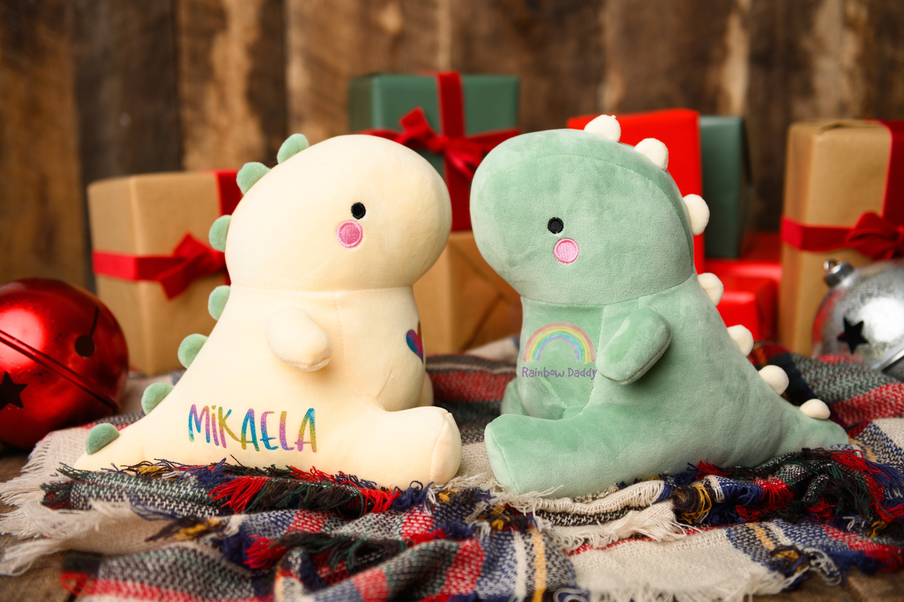 Yellow Personalized Dinosaur Plush With Bonus Gift, Dinosaur Stuffed ...