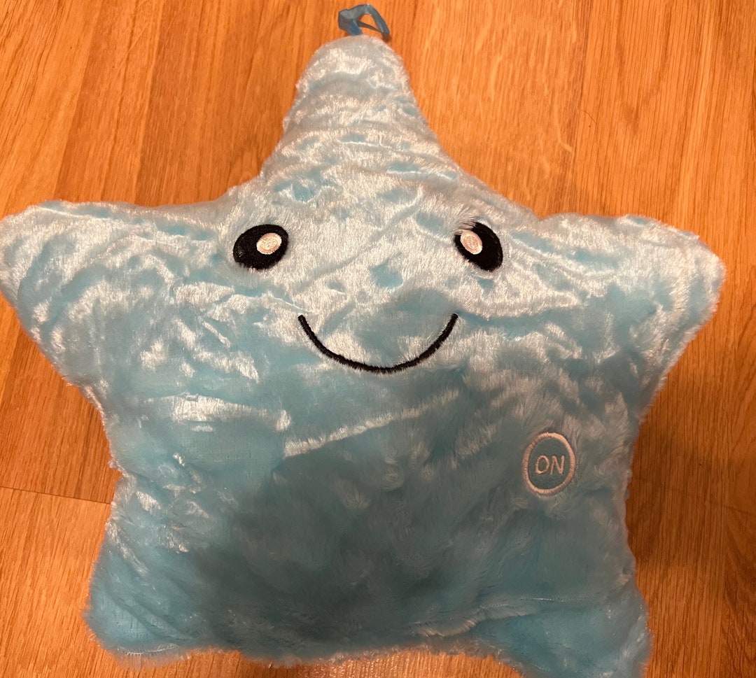 Personalized Blue Star Pillow With Light-up Feature - Custom Monogram ...