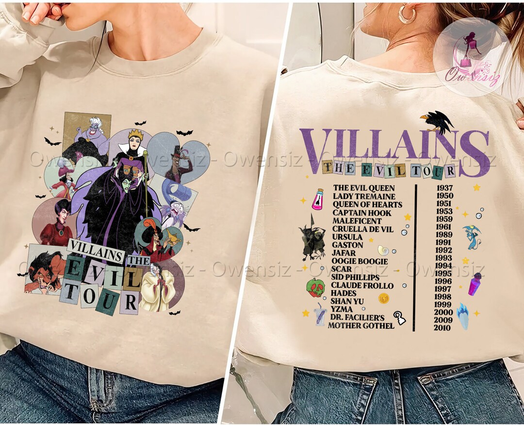 Two-sided Vintage Disney Villains Evil Tour Sweatshirt Disney - Etsy