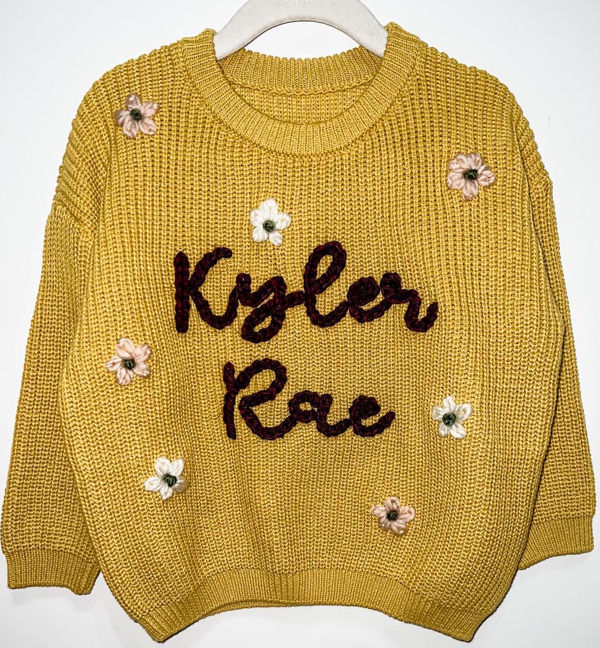 CUSTOM NAME Chunky Knits | Customize | Hand Embroidered | Chain Stitch ...