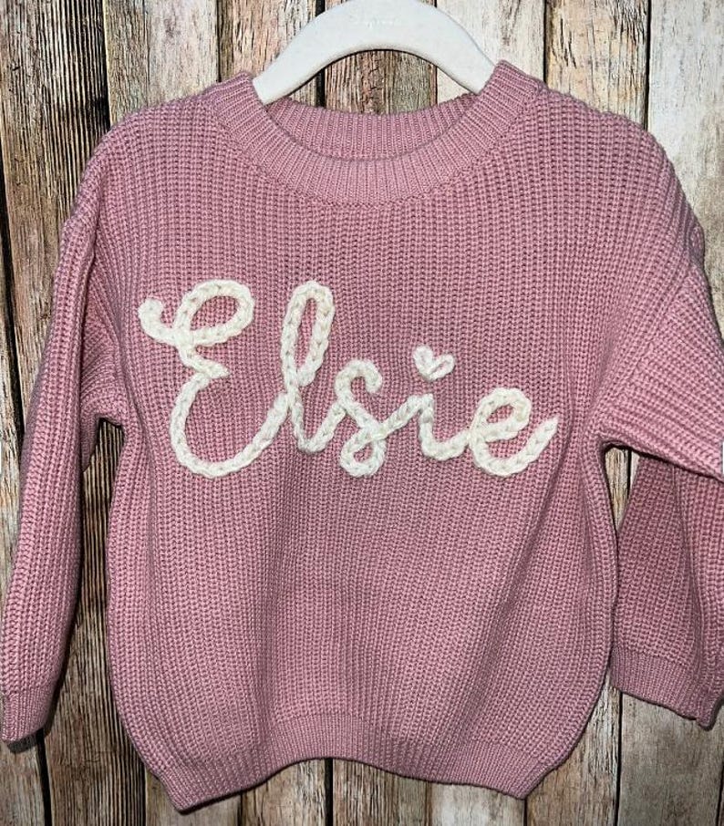 CUSTOM NAME Chunky Knits | Customize | Hand Embroidered | Chain Stitch ...