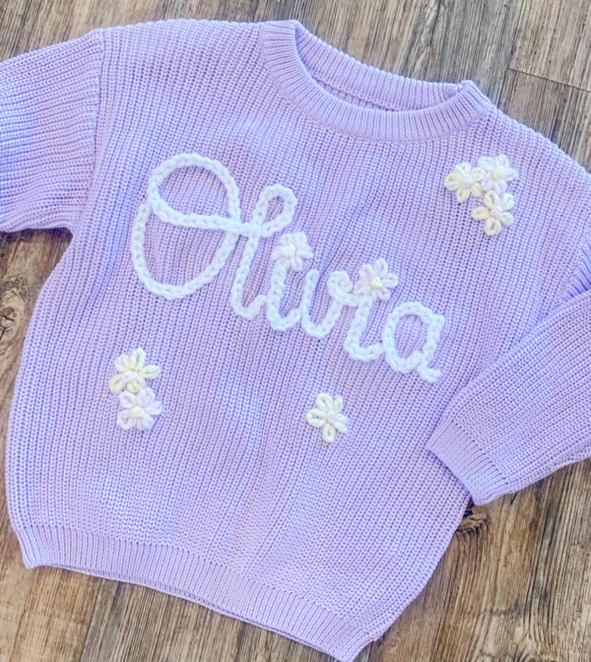 CUSTOM NAME Chunky Knits | Customize | Hand Embroidered | Chain Stitch ...