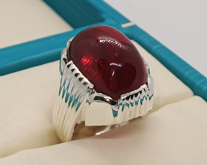 Elegant Design Ruby Ring Sterling Silver 925 Ring Mens Ruby Mens Ring ...