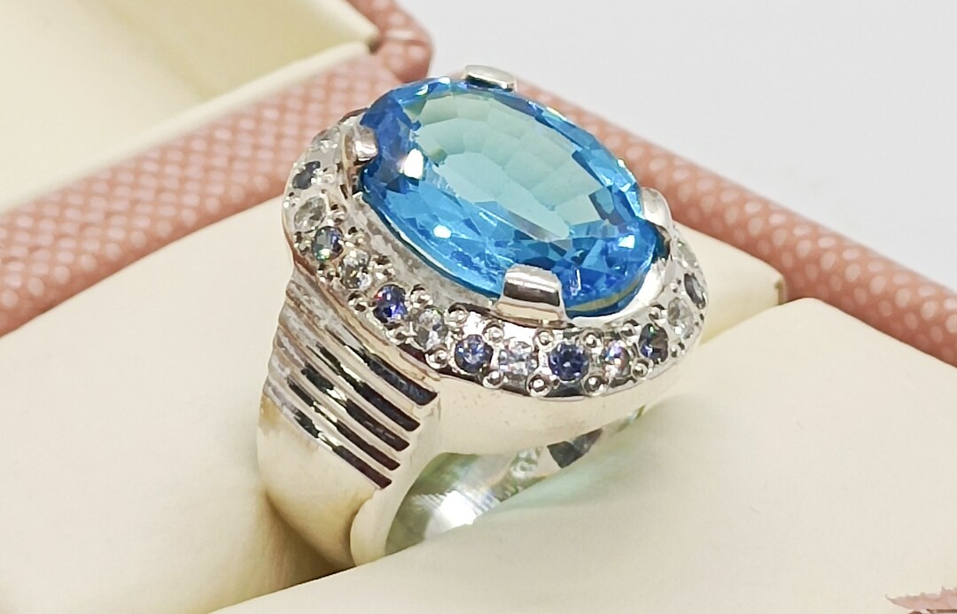 High Quality Rare Blue Topaz Women Sterling Silver 925 Handmade Ring ...