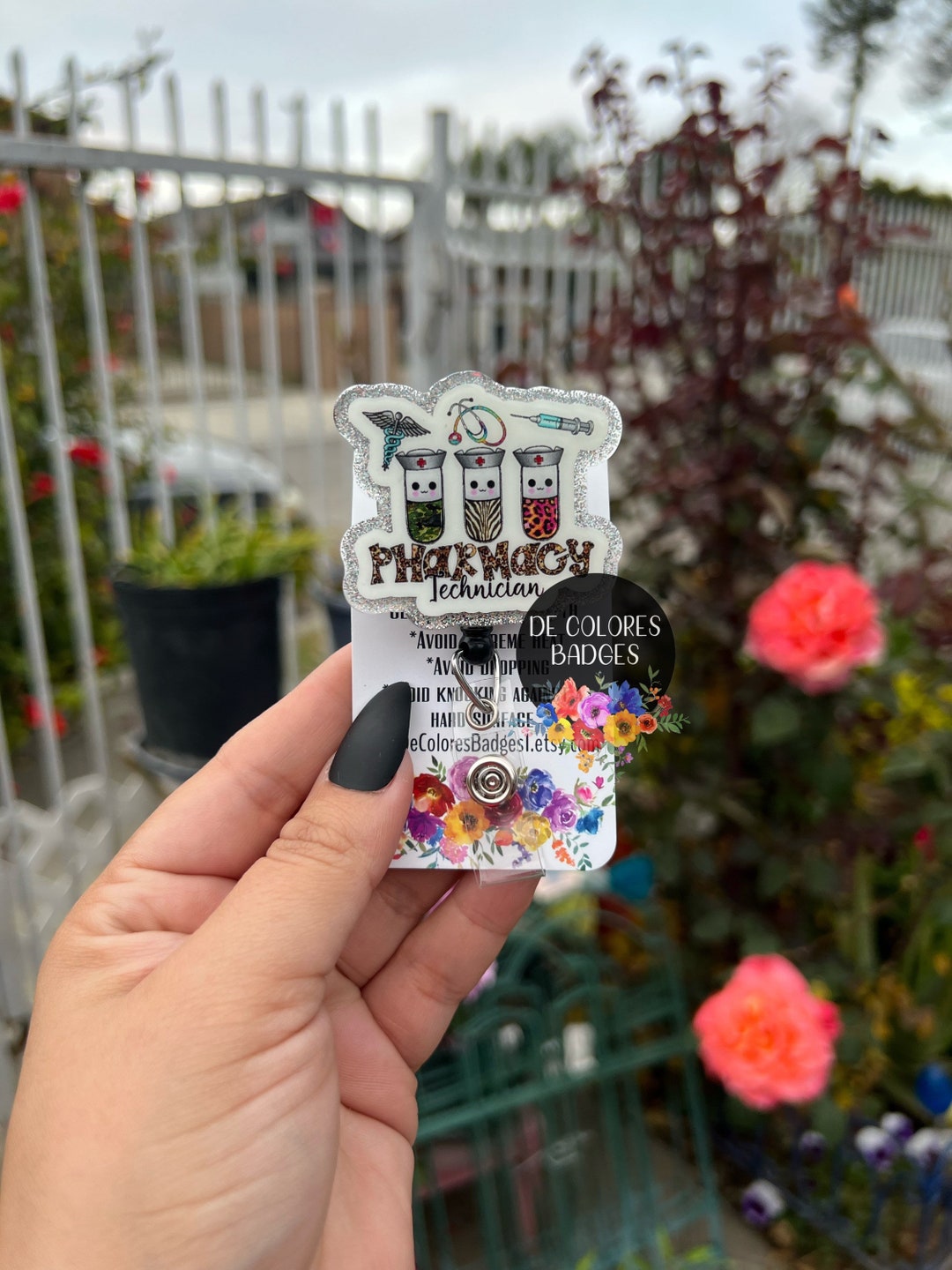 Pharmacy Badge Funny Pharmacy Technician Badge Floral - Etsy