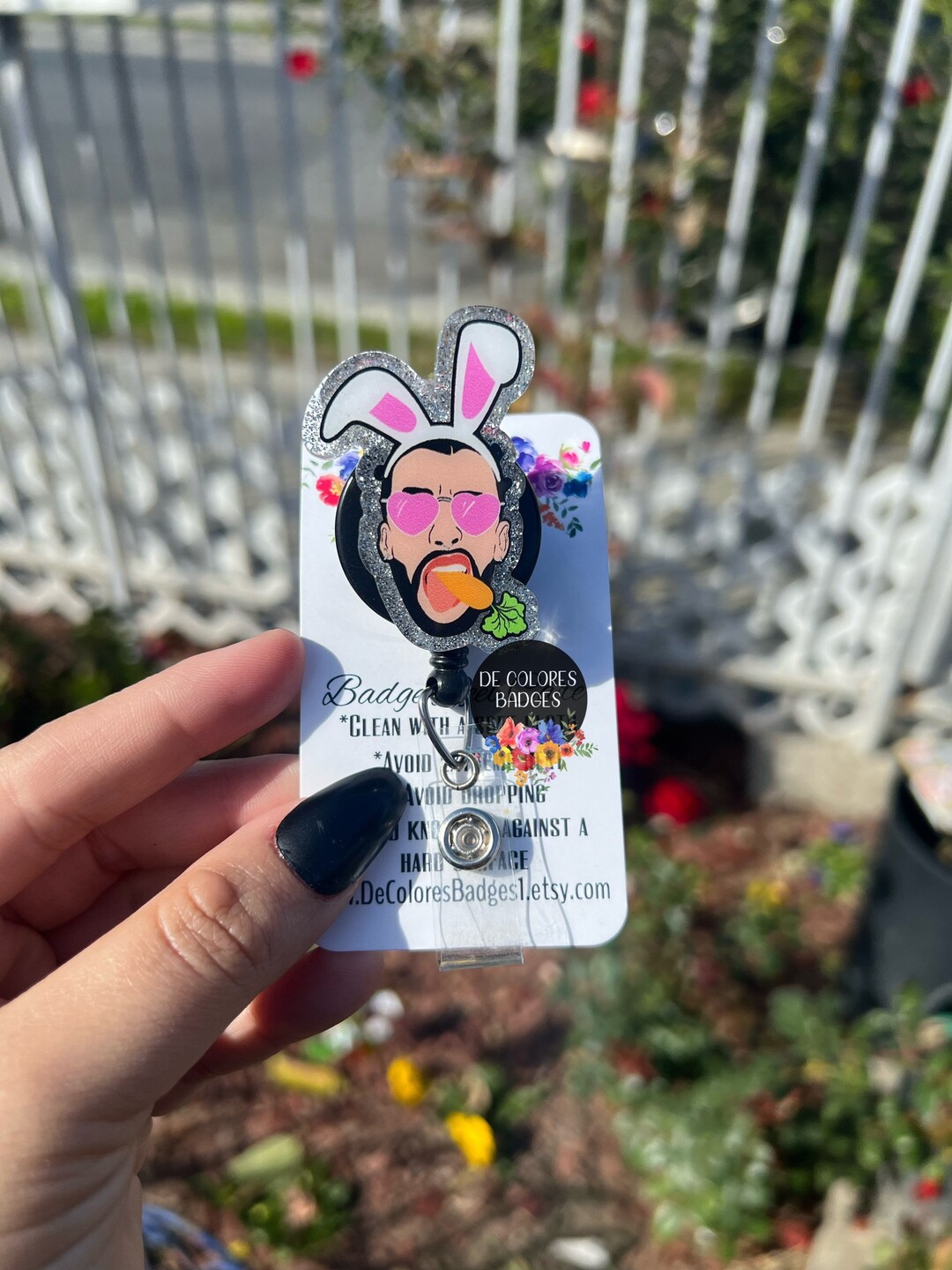 Bad Bunny Happy Easter Badge Easter Egg Easter Bunny Badge - Etsy