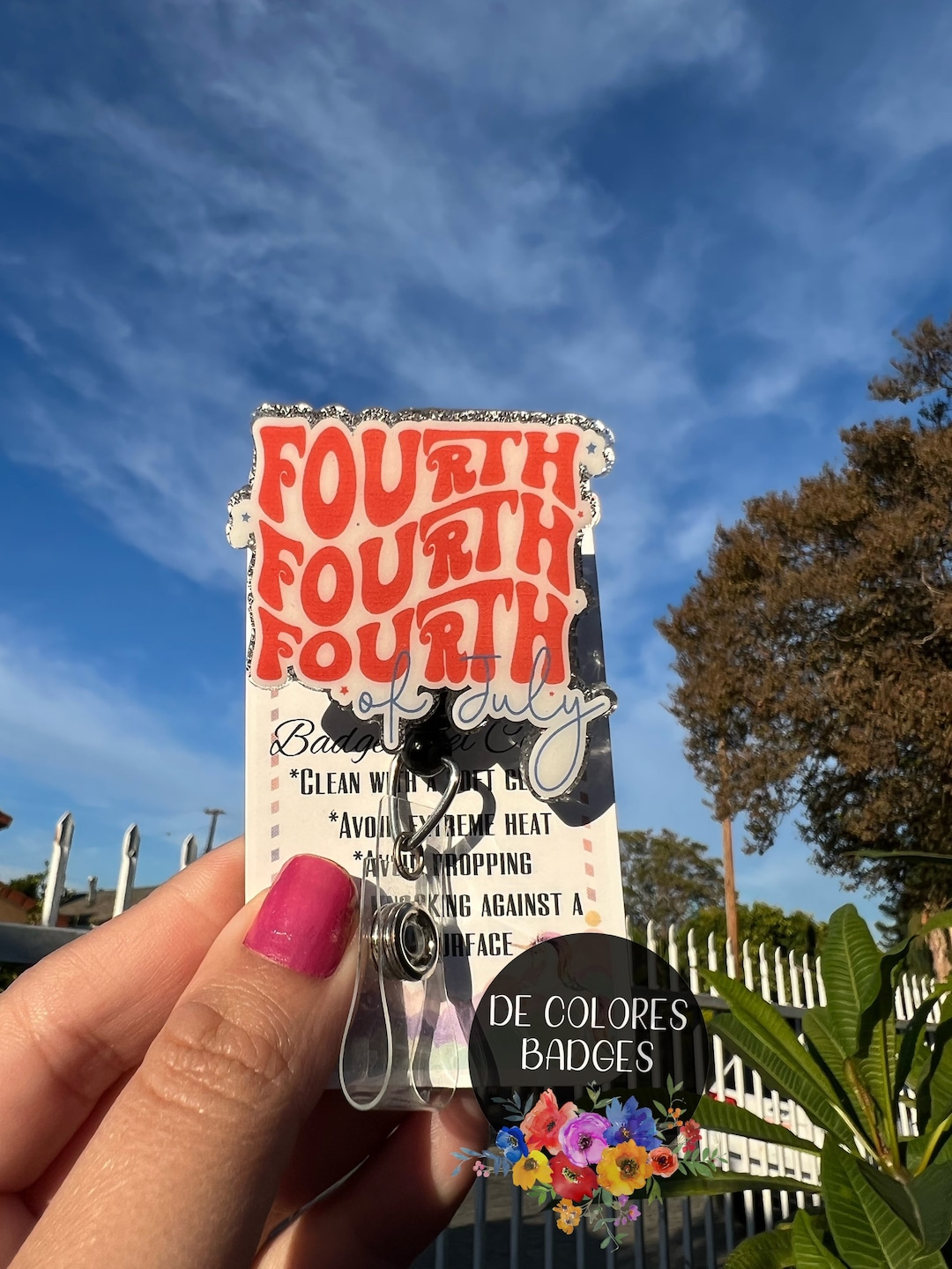 4th of July Badge Reel, Fourth of July ID Badge, Patriotic Name Badge ...