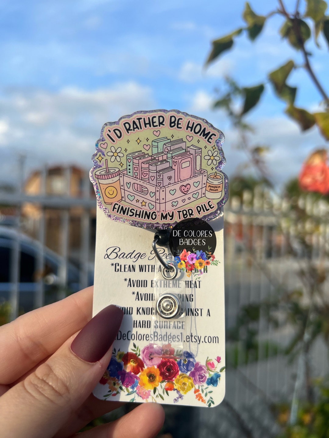 I'd Rather Be Finishing My TBR Pile Badge, Cute Trendy Bookish Design ...