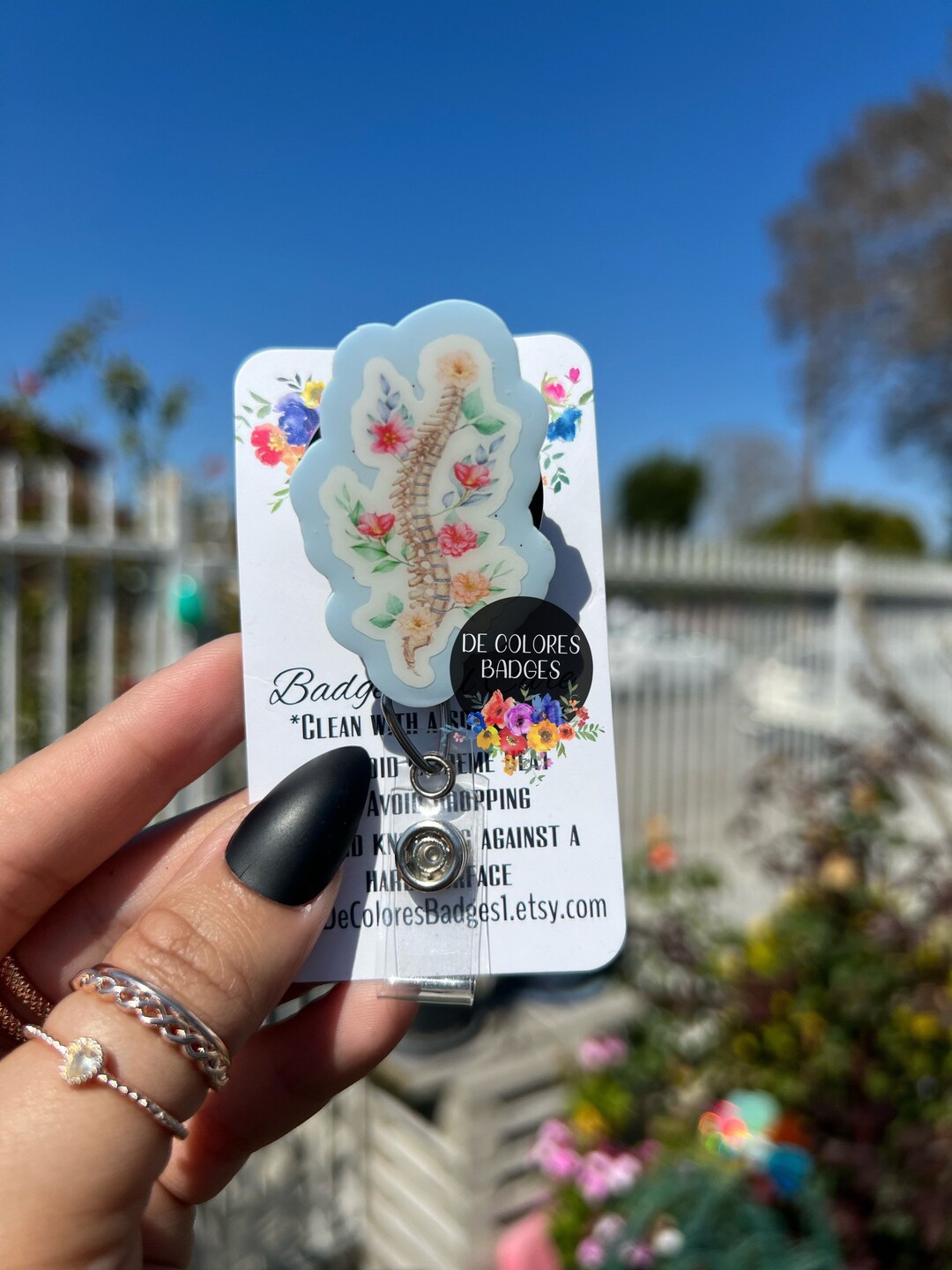 Floral Spine Anatomy Badge Spine Badge Spinal Anatomy - Etsy