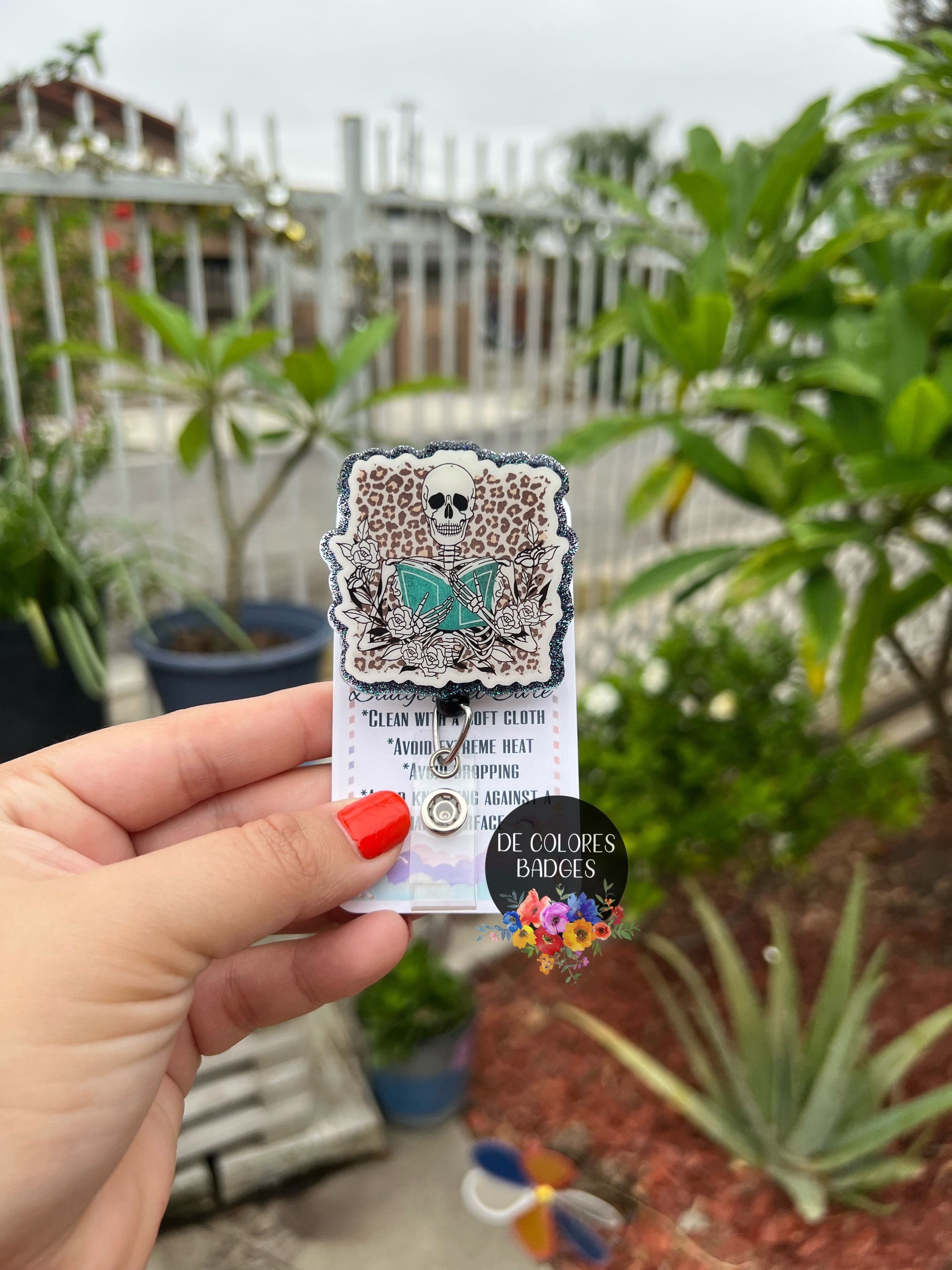 Skeleton Reading Badge Reel Teacher Badge Reel Retractable - Etsy