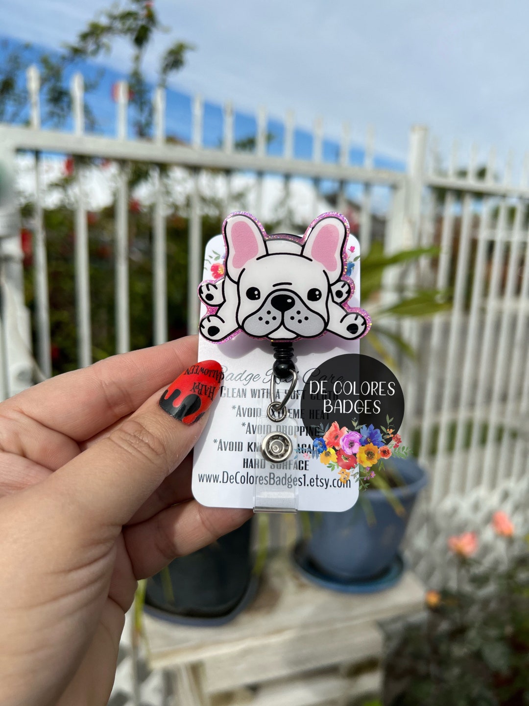 French Bulldog Badge Reel Frenchie Dog Nurse Badge Reel Dog - Etsy