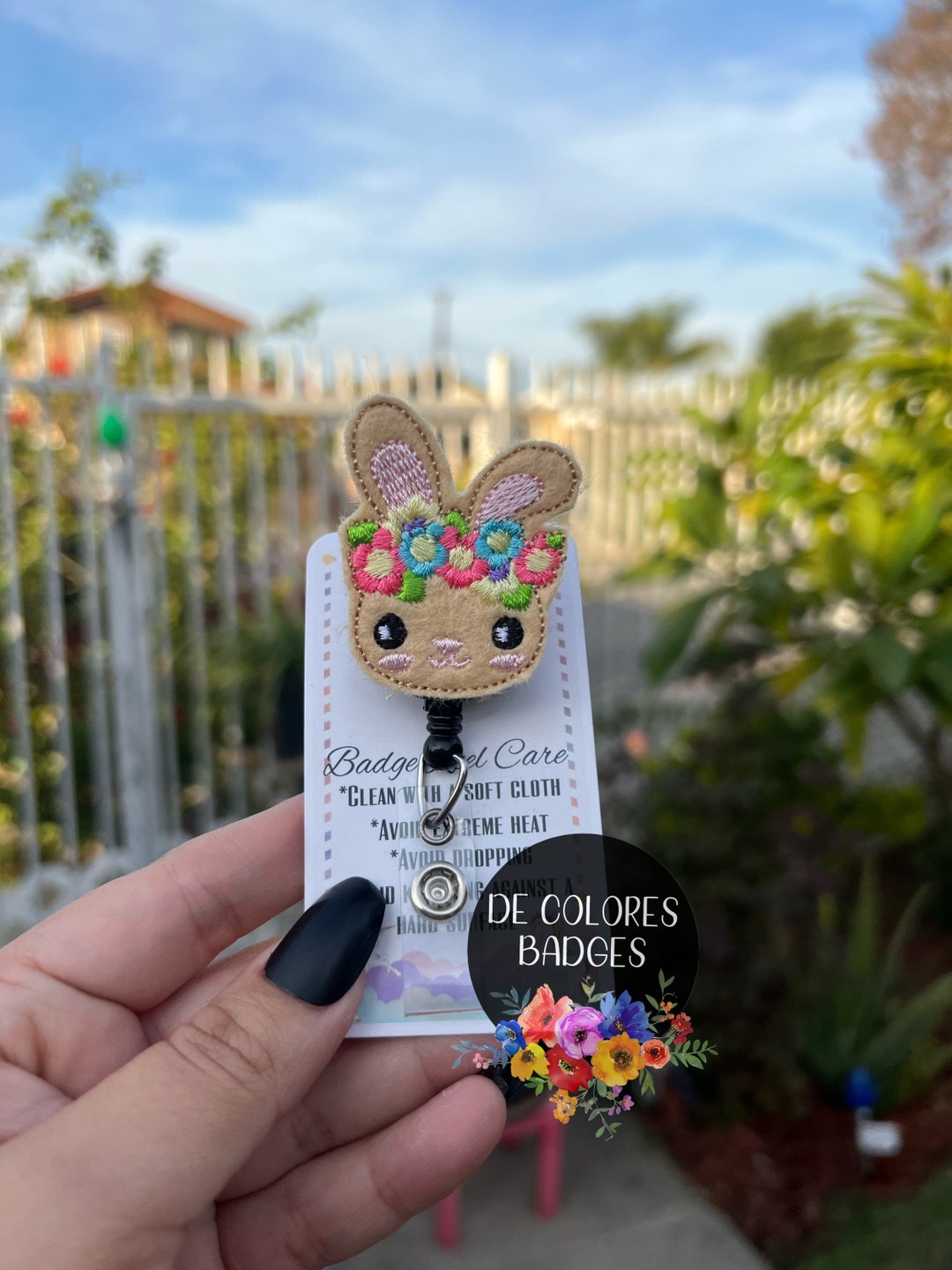 Easter Bunny Badge Reel, Cute Bunny Badge Holder, Interchangeable Badge ...