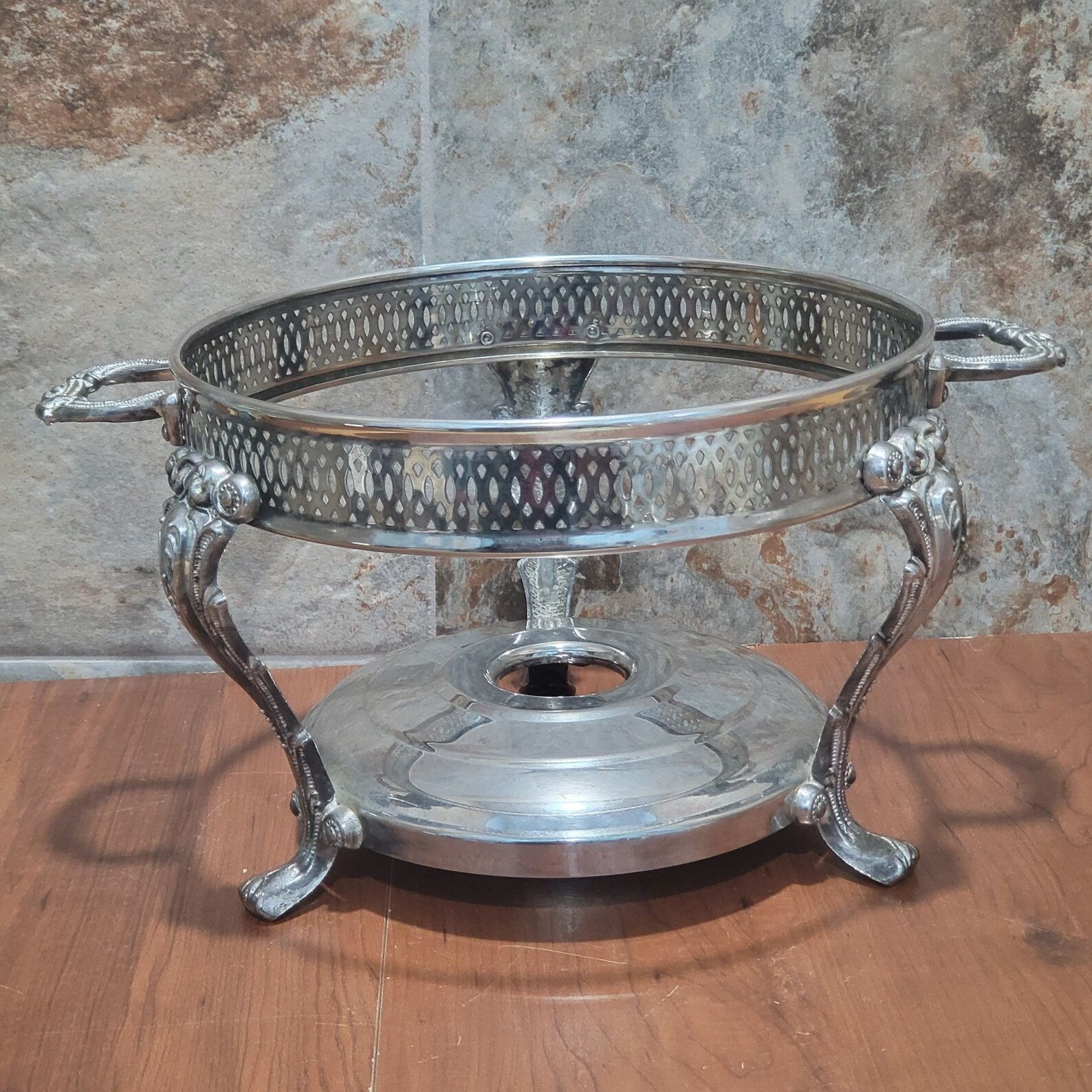 Vintage Silver Plate Chafer: Anchor Ovenware Casserole With Glass ...