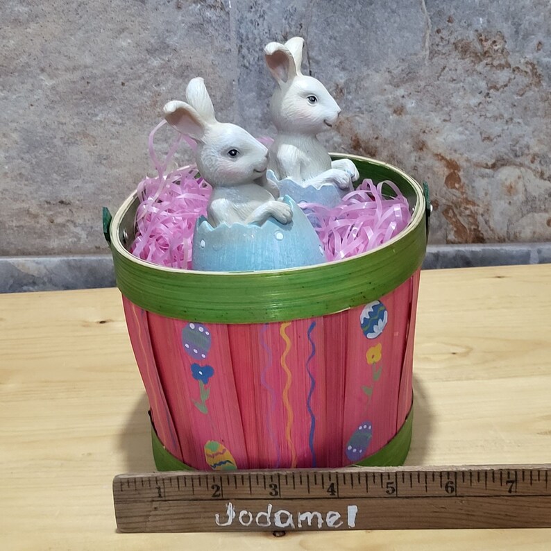 VTG Coppia di coniglietti nel cestino di uova di Pasqua - Etsy Italia