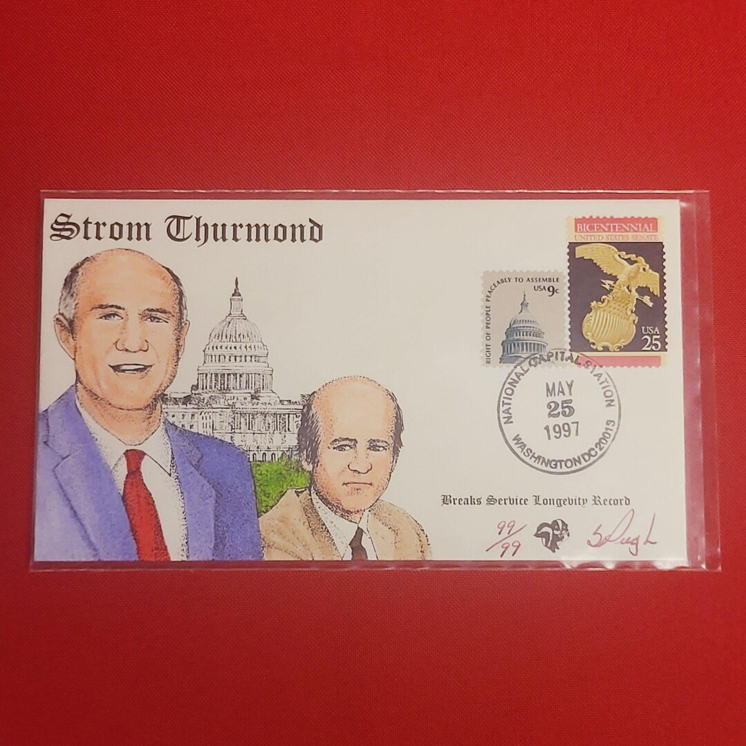 First Day Issue Stamp Cache Envelope Enclosure Strom Thurmond Breaks ...