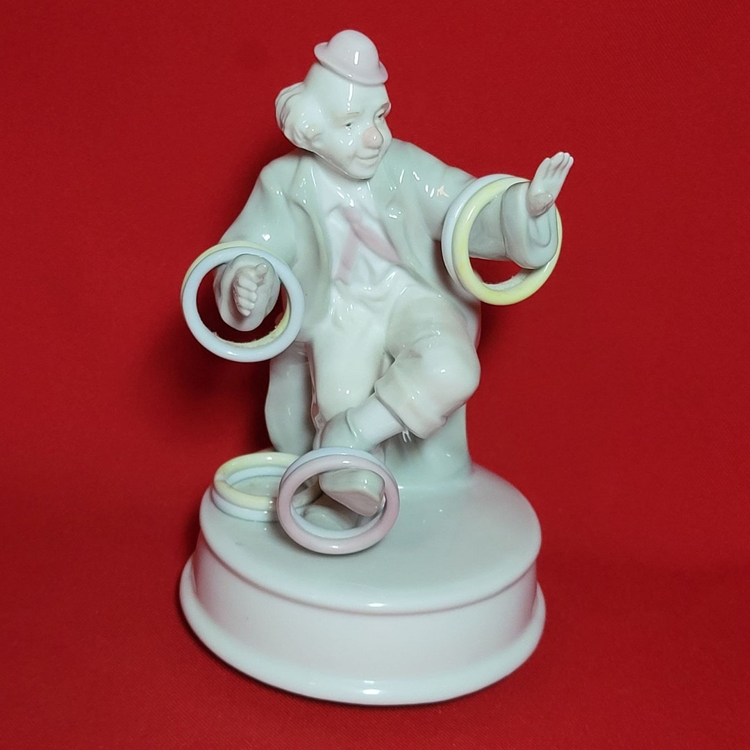 Artart Erich Stauffer Porcelain Wind up Musical Clown With Rings Signed ...