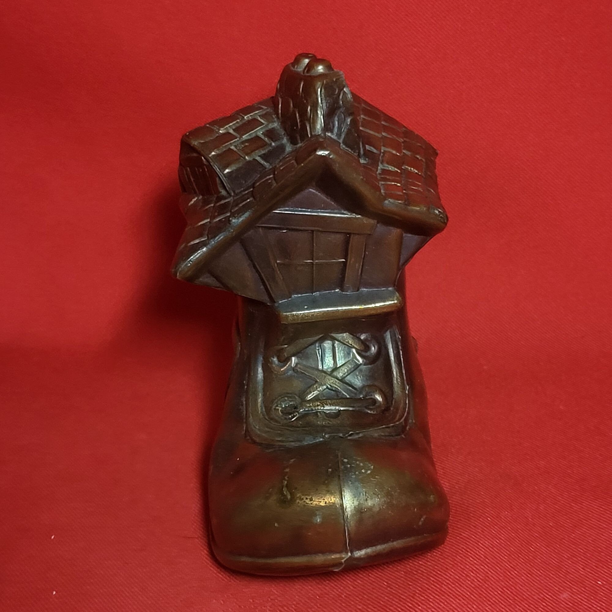 Vintage Bronze Cast Metal Old Woman Lived Shoe House Coin Bank - Etsy