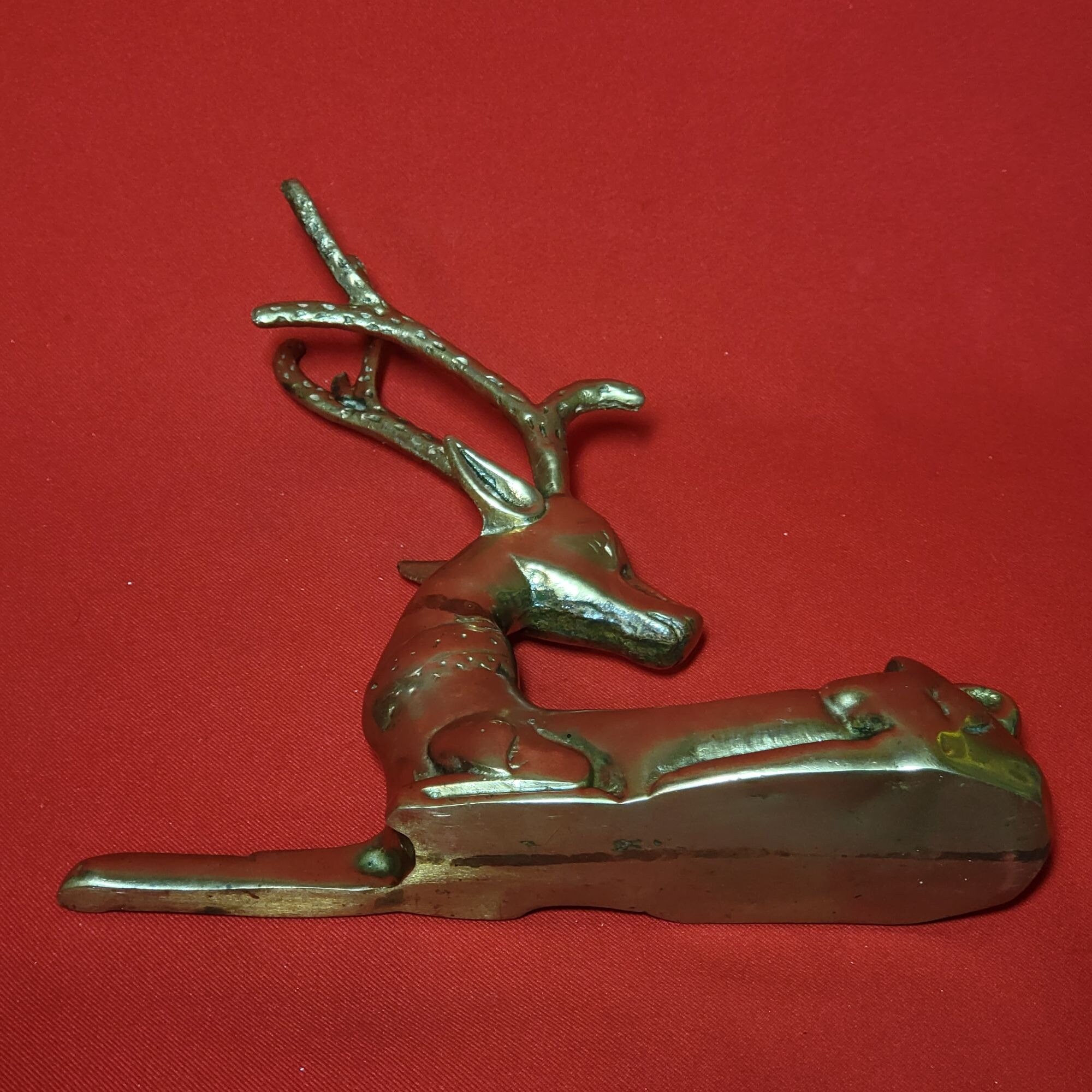 VTG Solid Brass Sitting Reindeer Stag Figurine Sculpture Planter Saddle ...