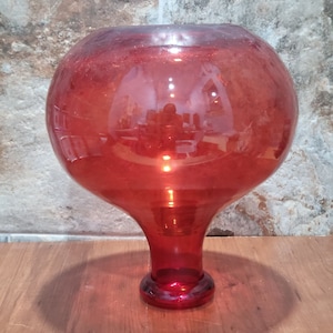 Large Red Bulb Glass Vase - Etsy
