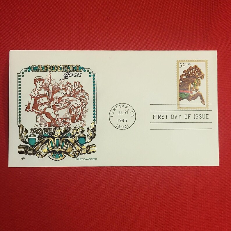 First Day of Issue Carousel Horses Stamp Cache Envelope - Etsy