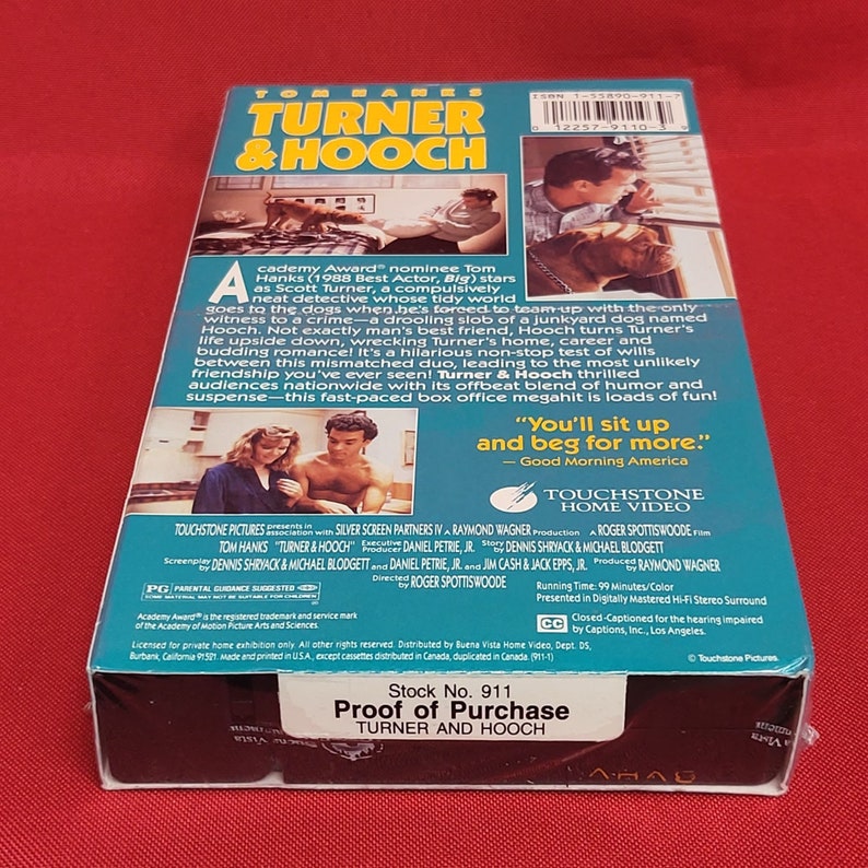 Turner & Hooch Tom Hanks 1996 VHS New Sealed - Etsy