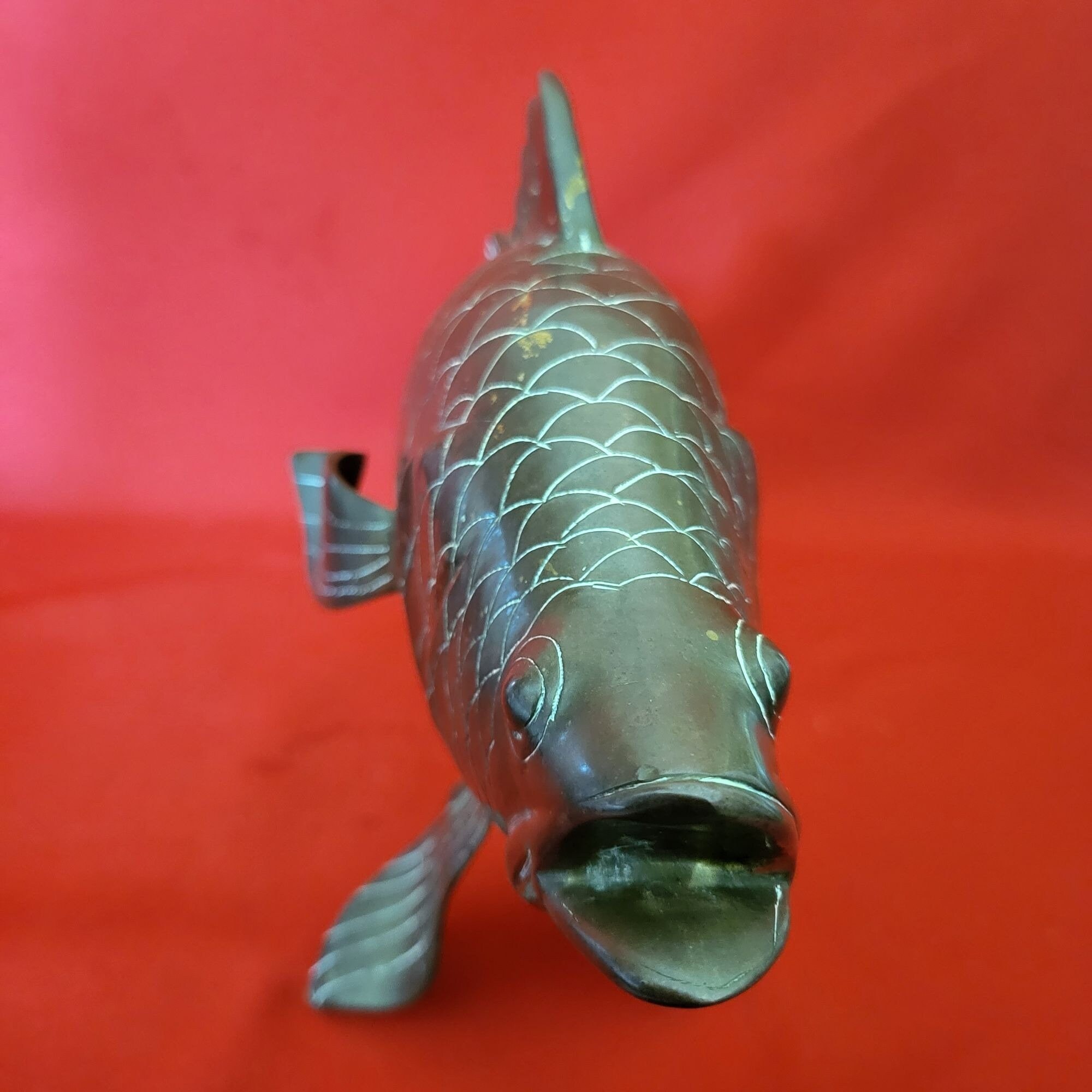 Bronze Copper Wealth Auspicious Arowana Fish Statue Sculpture - Etsy