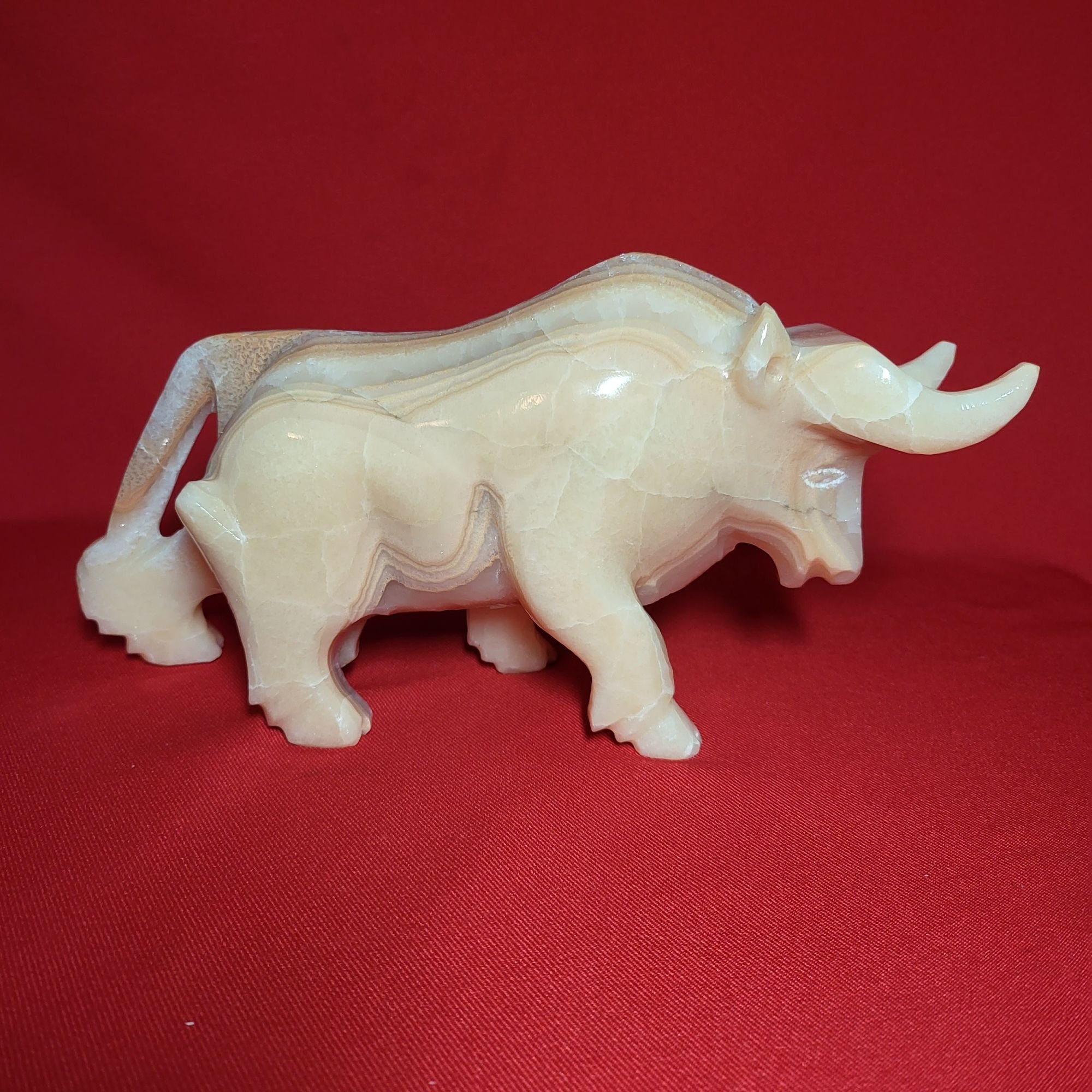 Vintage Onyx Carved Bull Statue Ox Sculpture Stone Figurine - Etsy