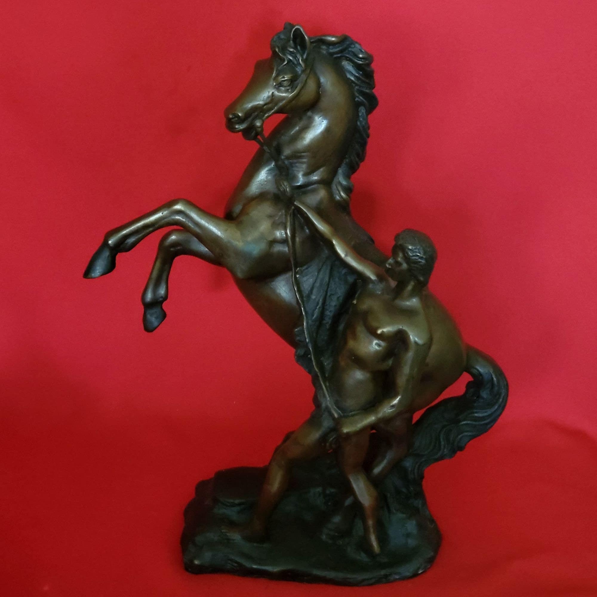 Bronze Sculpture Man With Bucking Horse Bronze Statue - Etsy